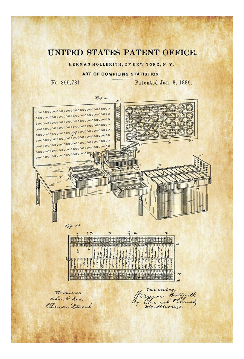 1889 Computer Patent Print - Patent Poster, Wall Decor, Computer Decor ...