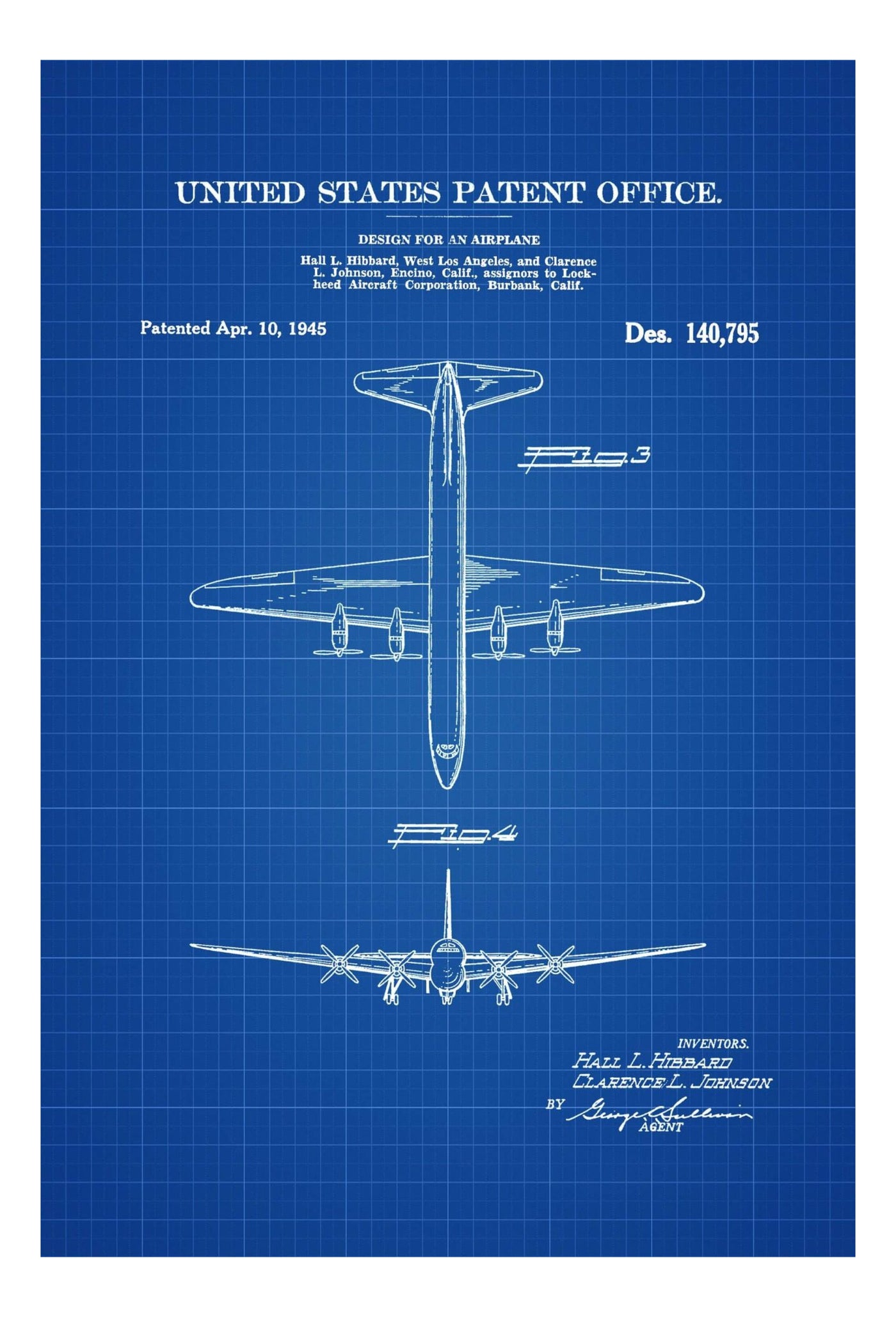 1945 Lockheed Airplane Patent - Airplane Blueprint, Pilot Gift, Airpla ...