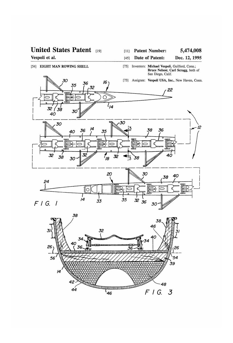 8 Man Rowing Shell Patent Print. Racing Boat Print and Boat Decor. Boa ...