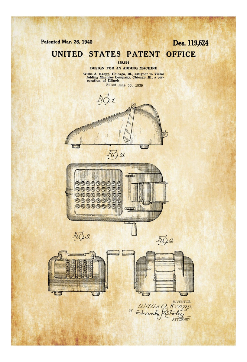 Adding Machine Patent - Decor, Accountant Office Decor, CPA Gift, Acco ...