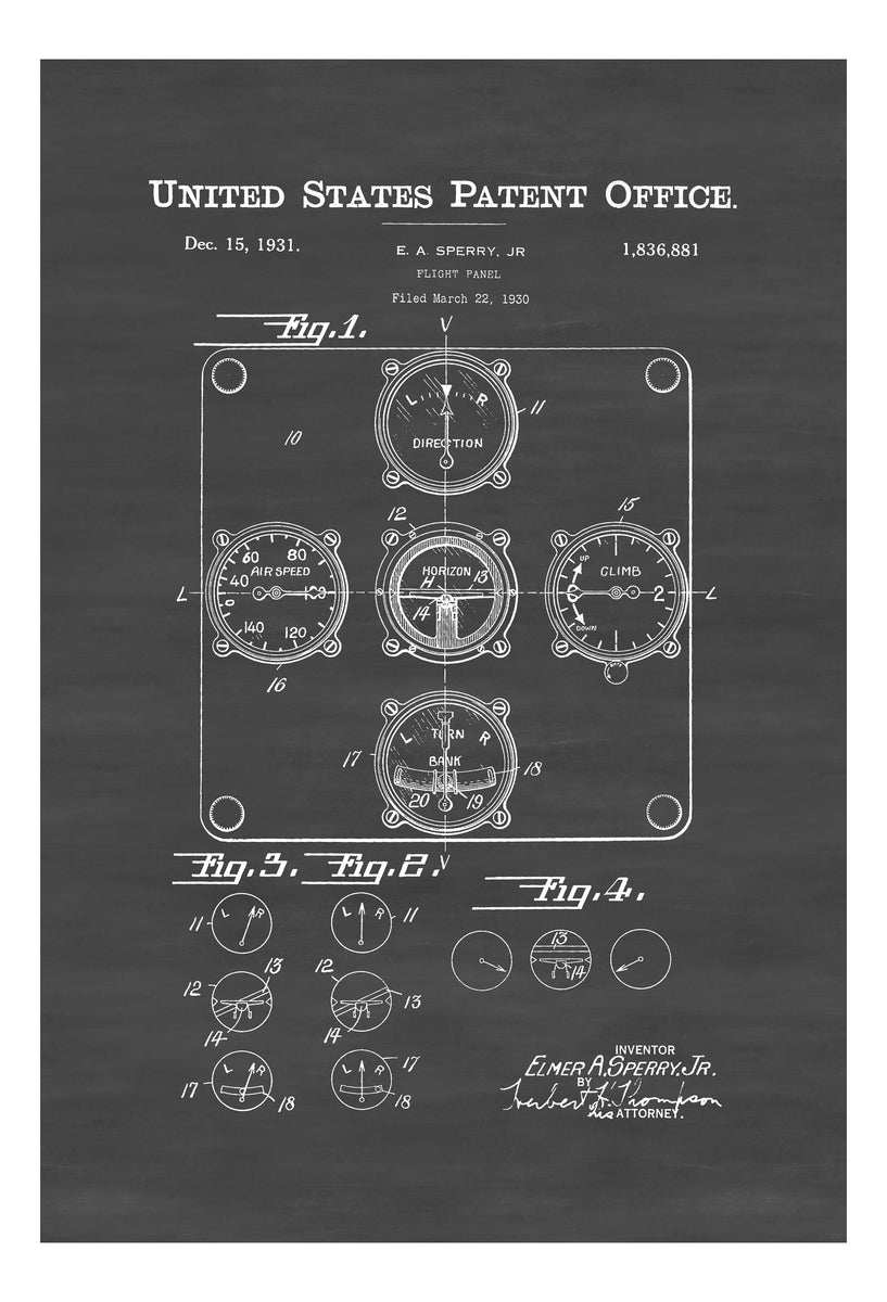 Aircraft Instrument Panel Patent Print 1931 - Airplane Instrument, Air ...