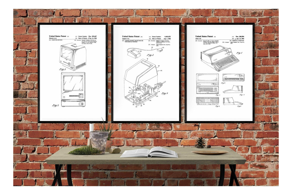 Apple Computer Patent Collection of 3 Patent Prints - Computer Wall De ...