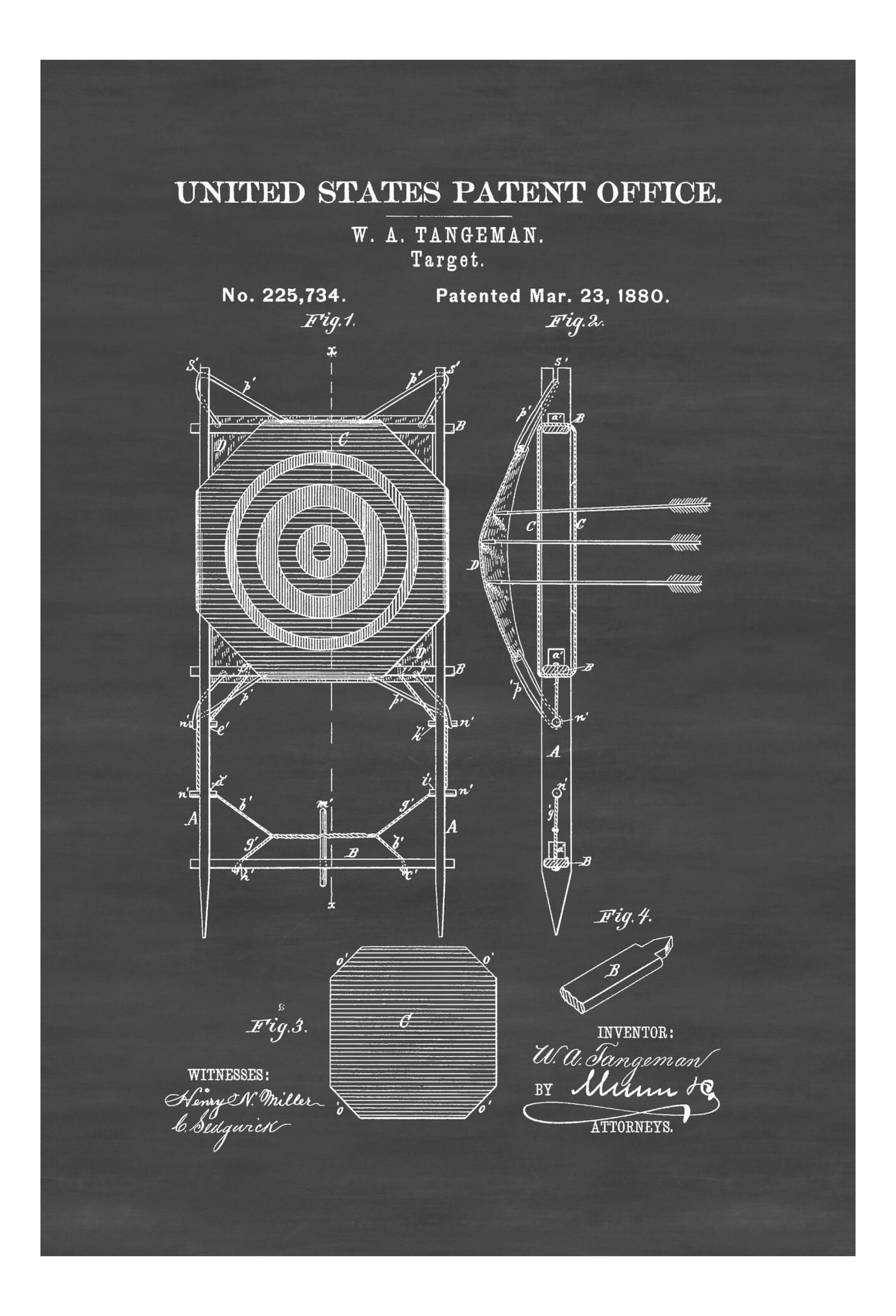 Archery Target Patent Print 1880 - Wall Decor, Archery Patent, Hunting ...