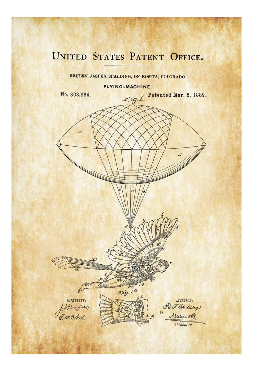 Balloon Bird Flying Machine Patent Print - Vintage Airplane, Airplane ...