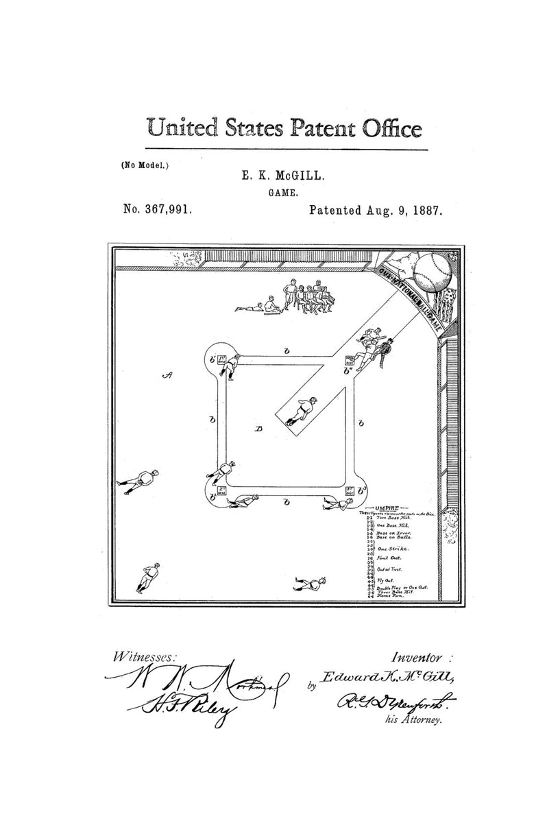 Baseball Game Patent - Patent Print, Wall Decor, Baseball Art, Basebal ...