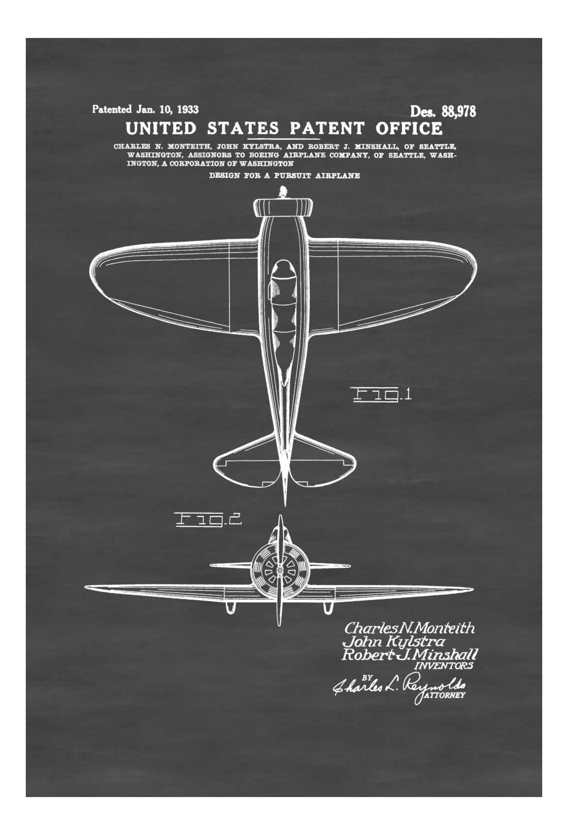 Boeing P-29 Patent - Vintage Aviation Art, Airplane Blueprint, Pilot G ...