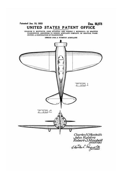 Boeing P-29 Patent - Vintage Aviation Art, Airplane Blueprint, Pilot G ...