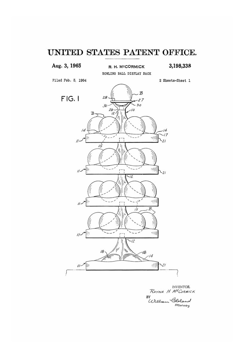 Bowling Ball Rack Patent Print - Wall Décor, Bowling Art, Bowling Leag ...