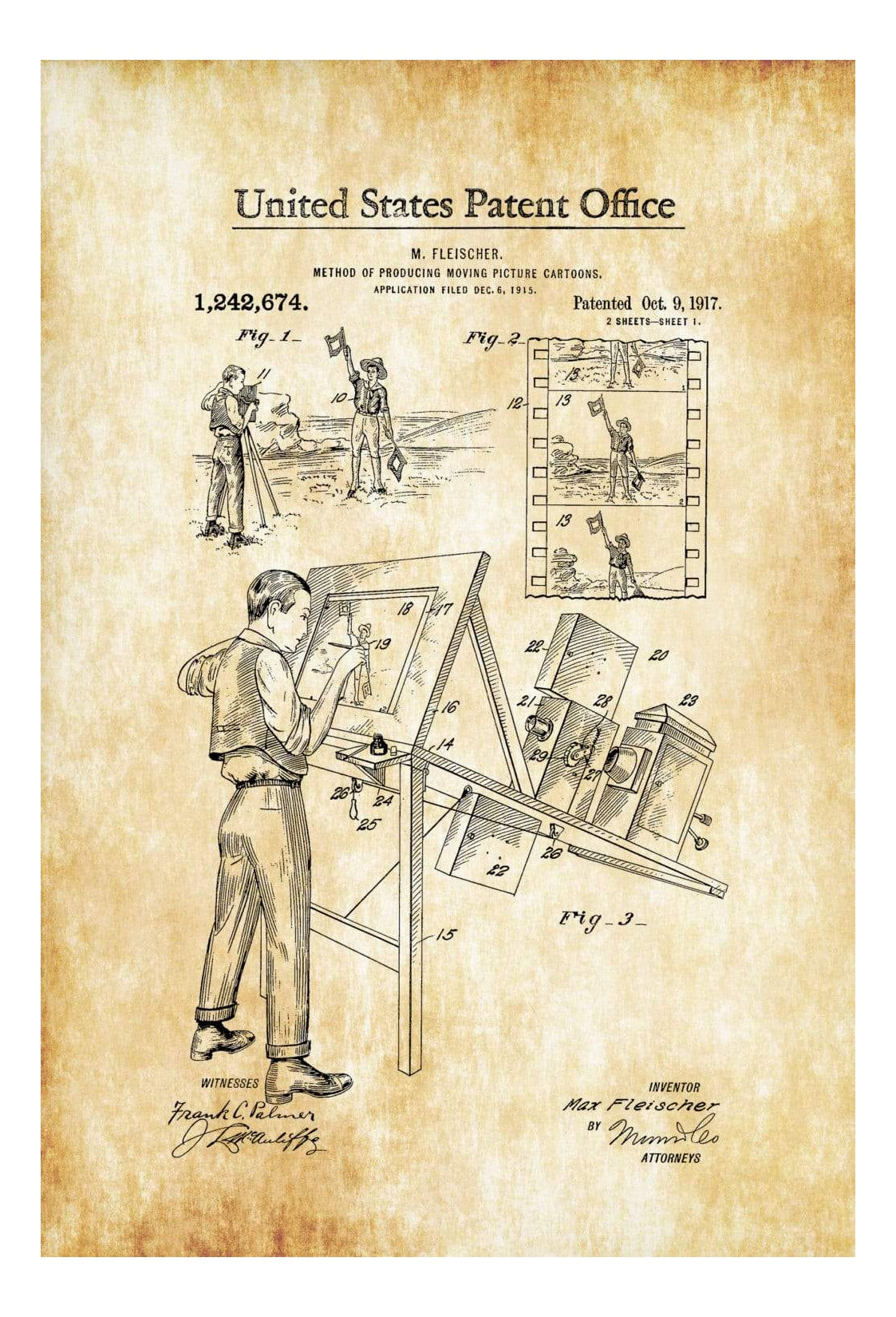 Cartoon Making Patent 1917 - Patent Print, Wall Decor, Movie Poster, H ...