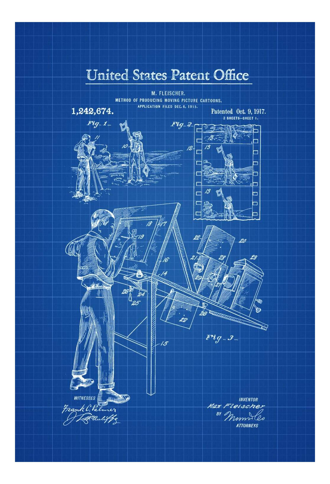 Cartoon Making Patent 1917 - Patent Print, Wall Decor, Movie Poster, H ...