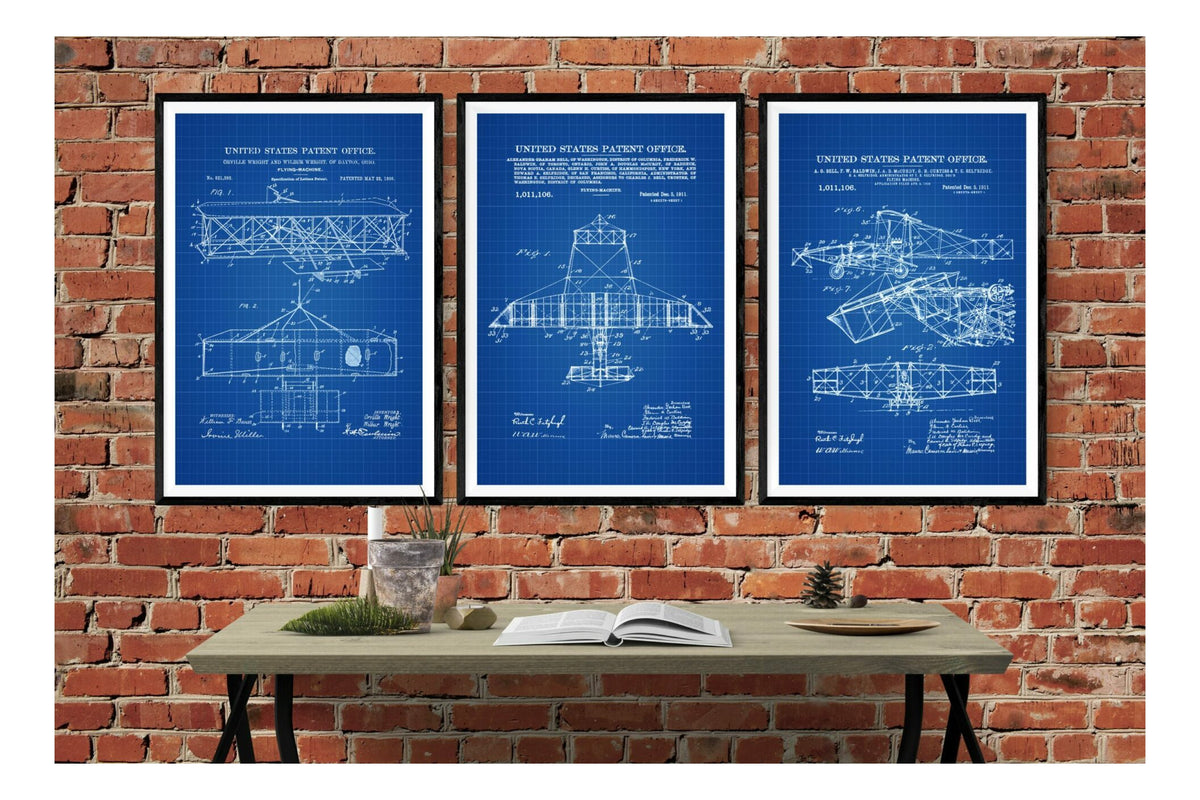 Early Aviation Patent Collection of 3 Patent Prints - Vintage Aviation ...