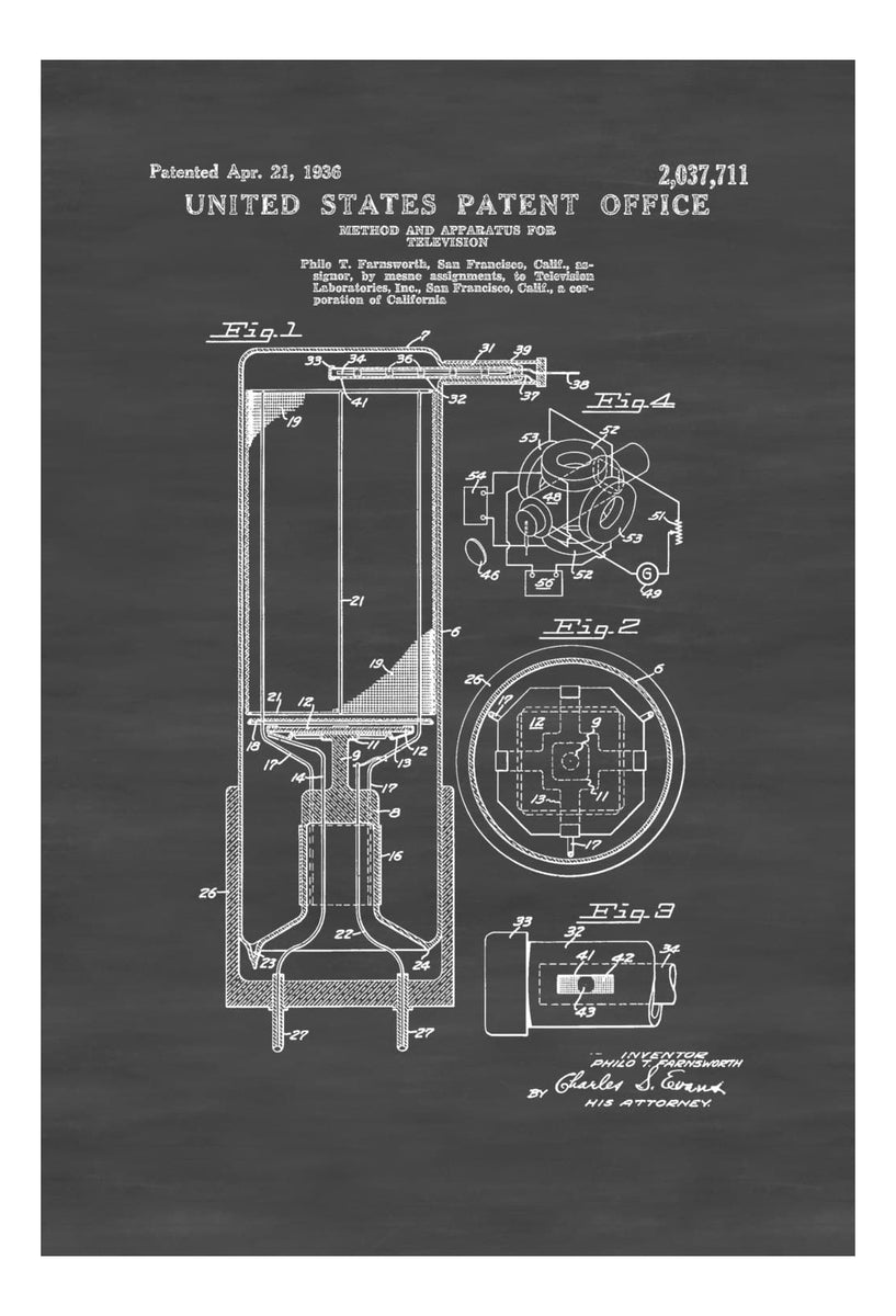 Early Television Patent 1936 - Patent Prints, Vintage Television, Tech ...