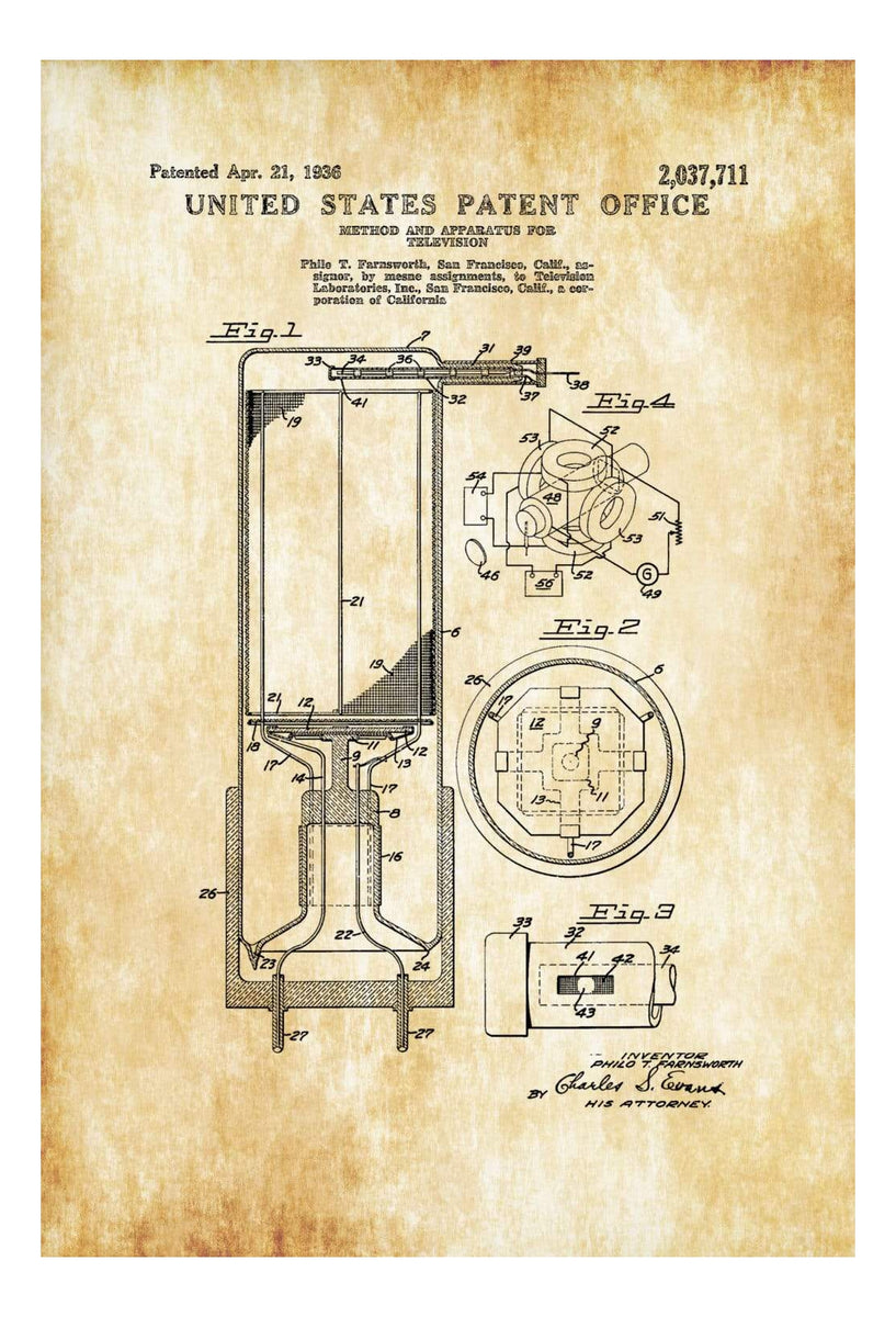 Early Television Patent 1936 - Patent Prints, Vintage Television, Tech ...