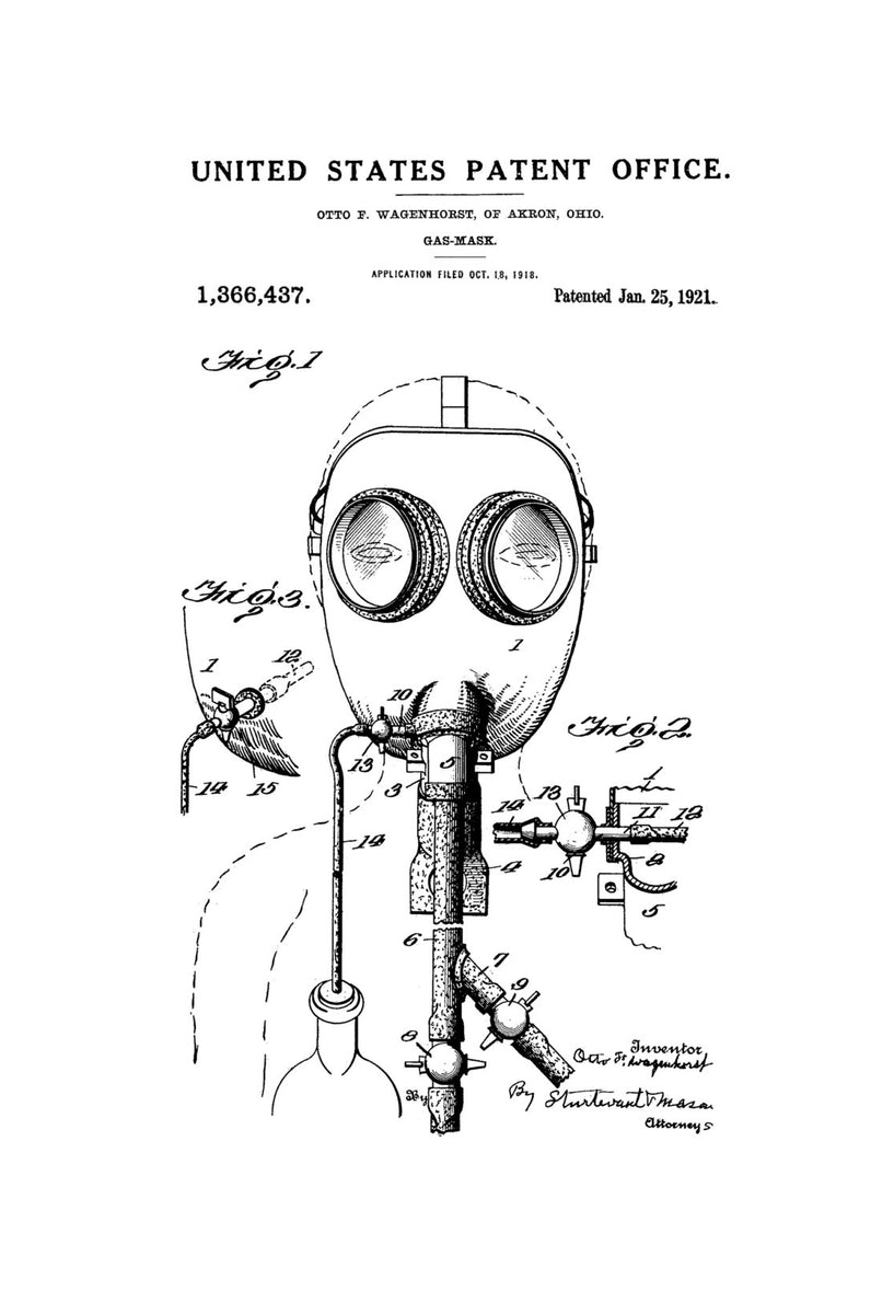 Gas Mask Patent - Patent Print, Wall Decor, Military Decor, Mask Decor ...