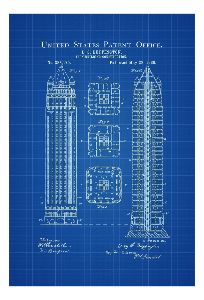 Iron Building Patent Print 1888 - Architect Gift, Decor, Construction ...