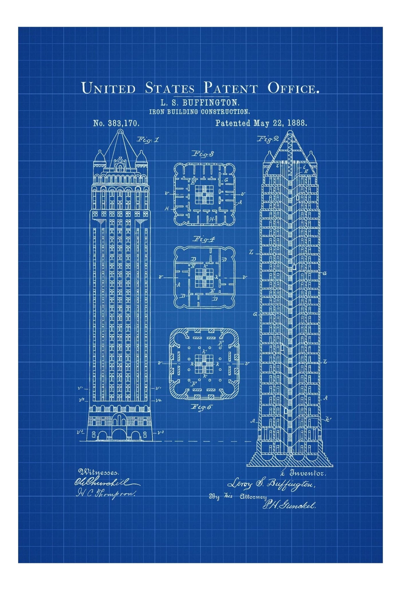 Iron Building Patent Print 1888 - Architect Gift, Decor, Construction ...