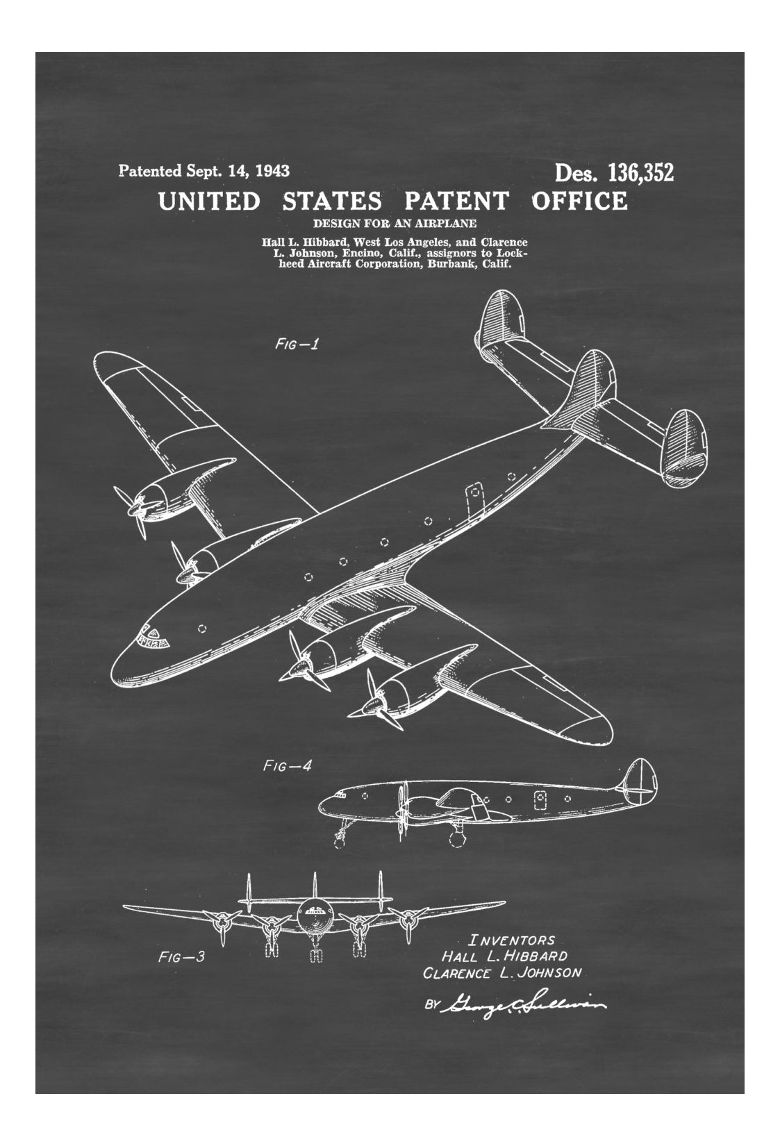 Lockheed Constellation Airplane Patent - Vintage Airplane, Airplane Bl ...