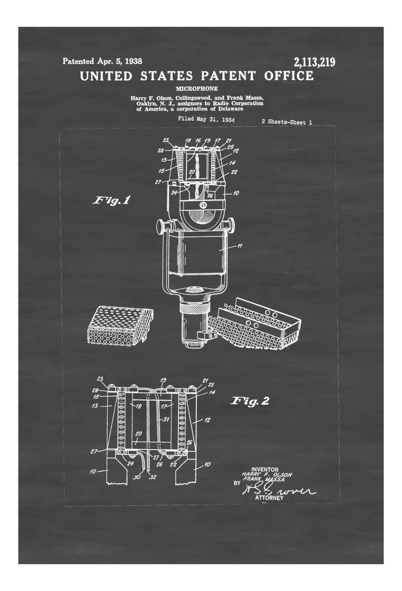 Microphone Patent - Patent Print, Wall Decor, Microphone Poster, Paten ...