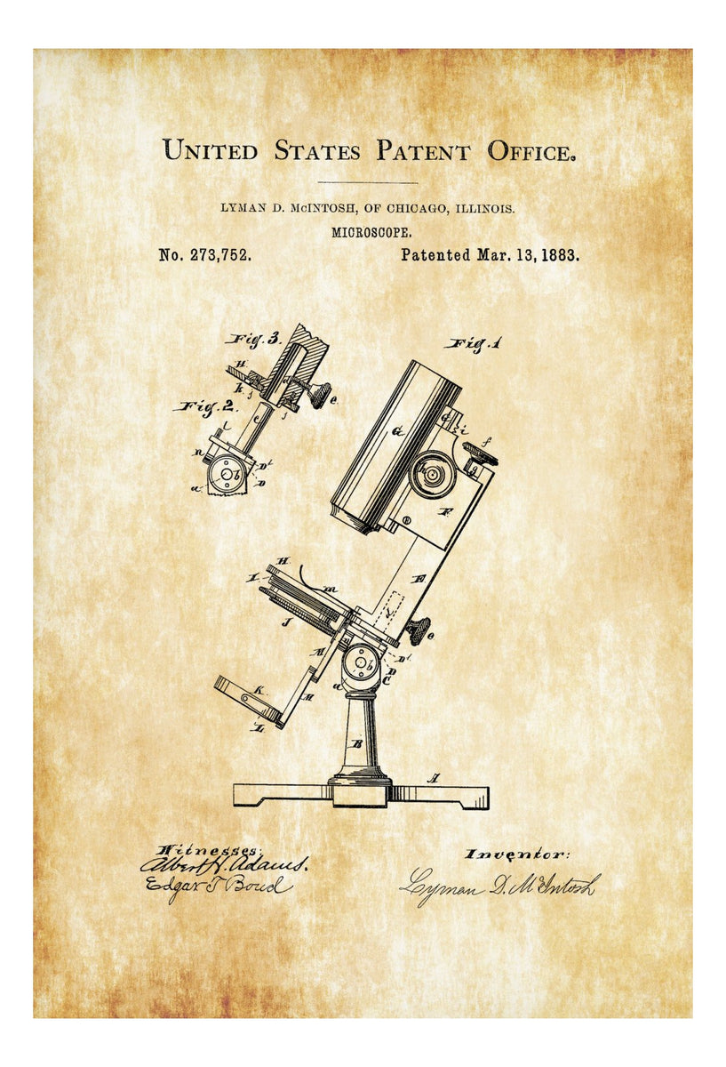 Microscope Patent - Patent Print, Wall Decor, Microscope Decor, Vintag ...