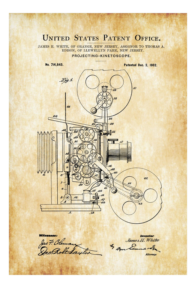 Movie Projector Patent - Patent Print, Wall Decor, Movie Poster, Proje ...