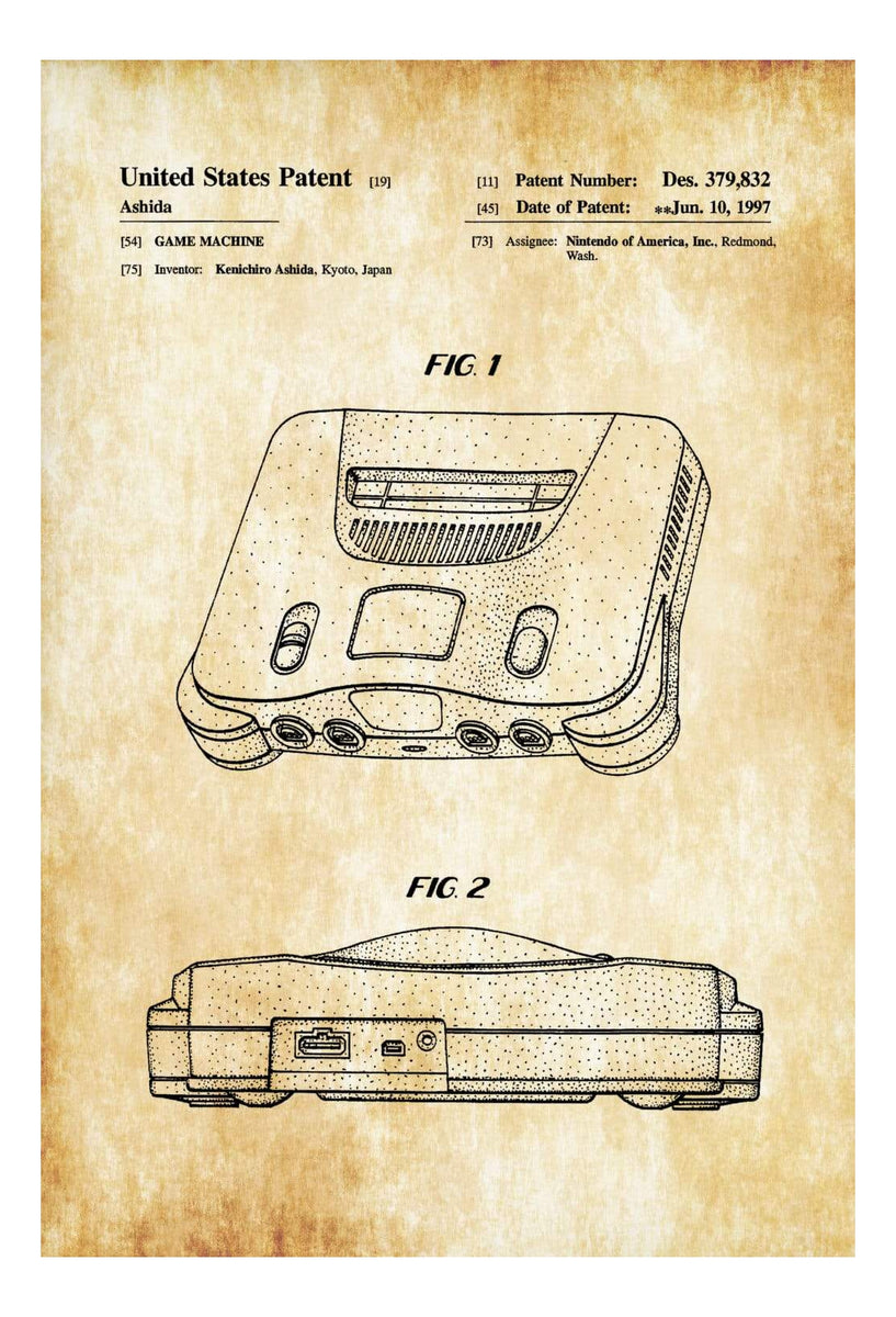 Nintendo 64 Patent 1997 - Nintendo Art, Nintendo Poster, Nintendo 64 P ...