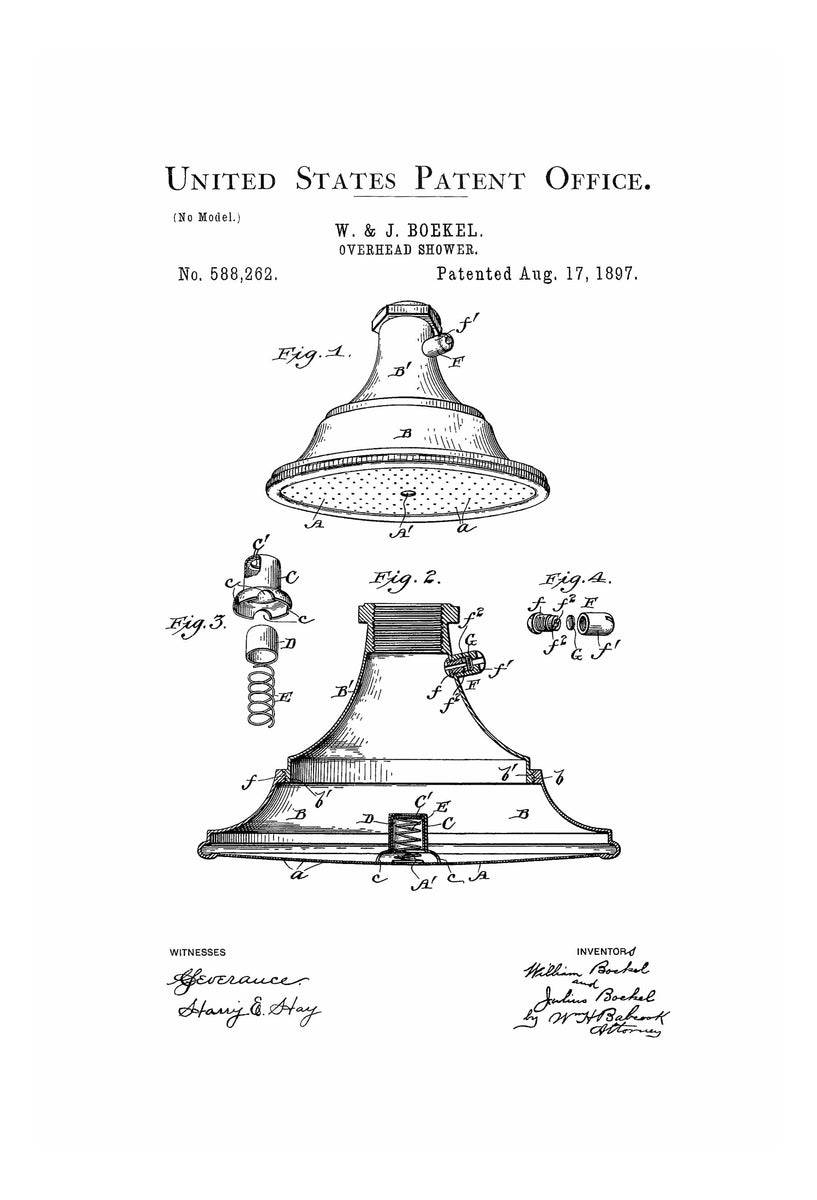 Shower Head Patent - Patent Print, Wall Decor, Bathroom Decor, Bathroo ...