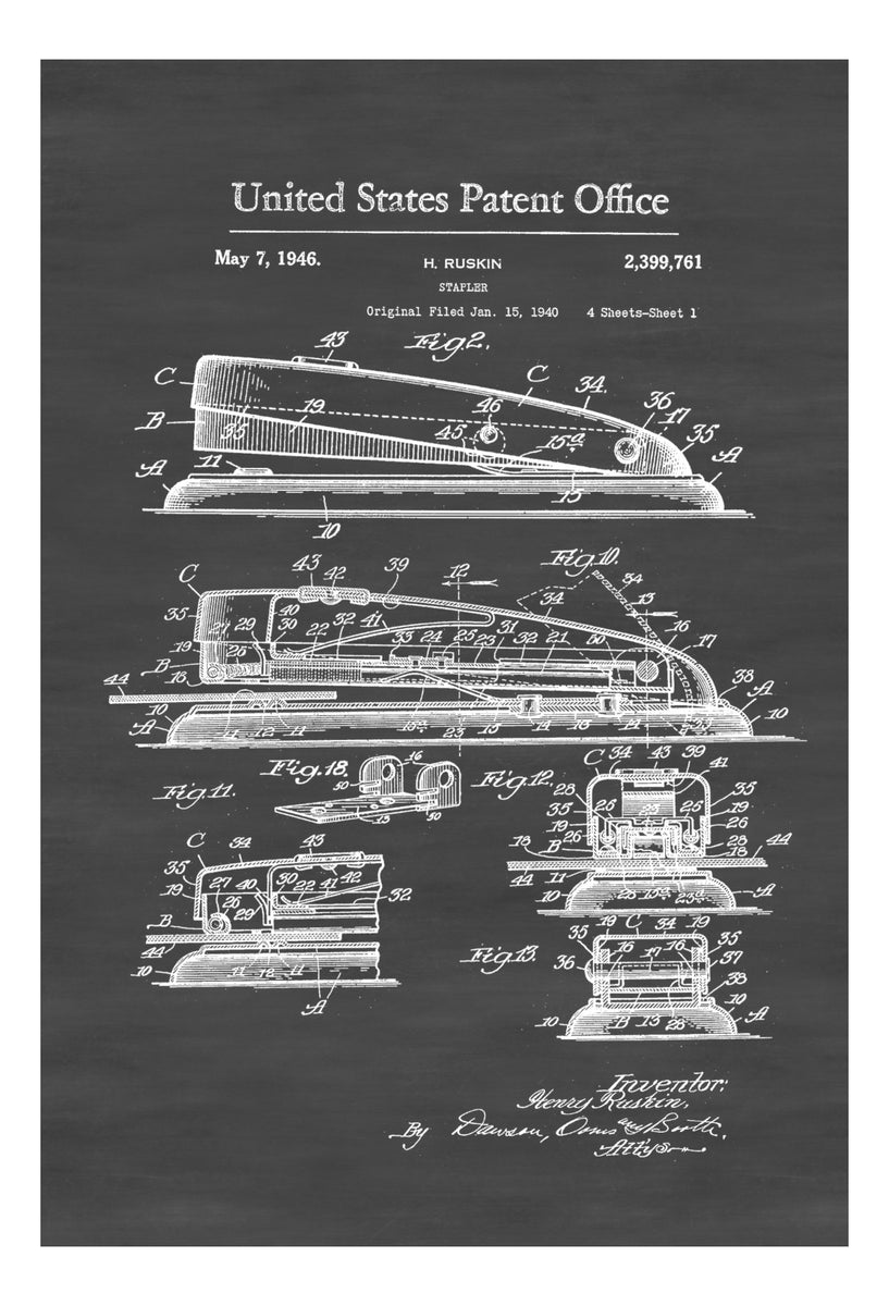 Stapler Patent Print - Teacher Gift, Office Wall Decor, School Princip ...