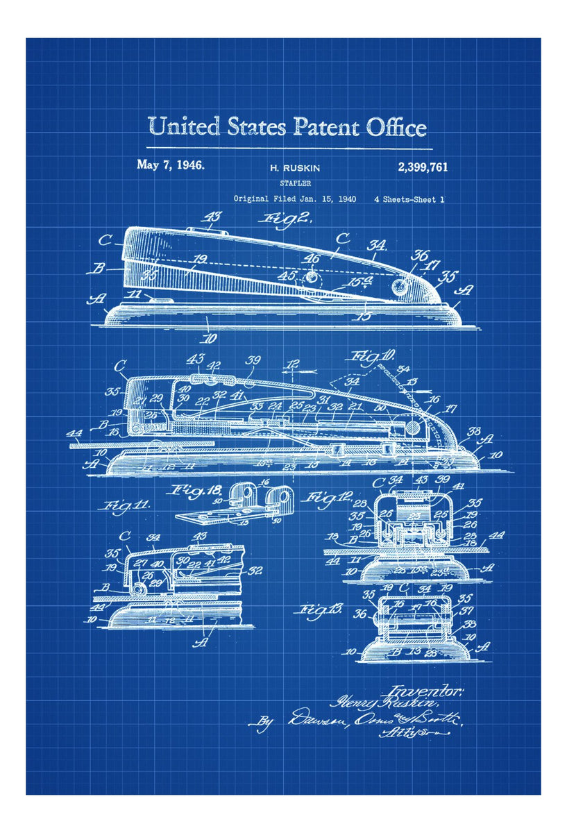 Stapler Patent Print - Teacher Gift, Office Wall Decor, School Princip ...