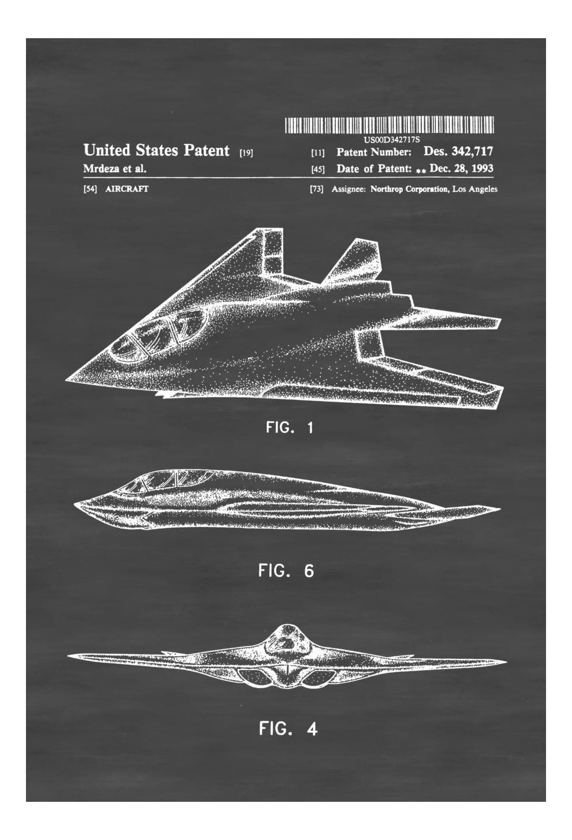 Stealth Aircraft Patent - Airplane Blueprint, Aviation Art, Airplane A ...