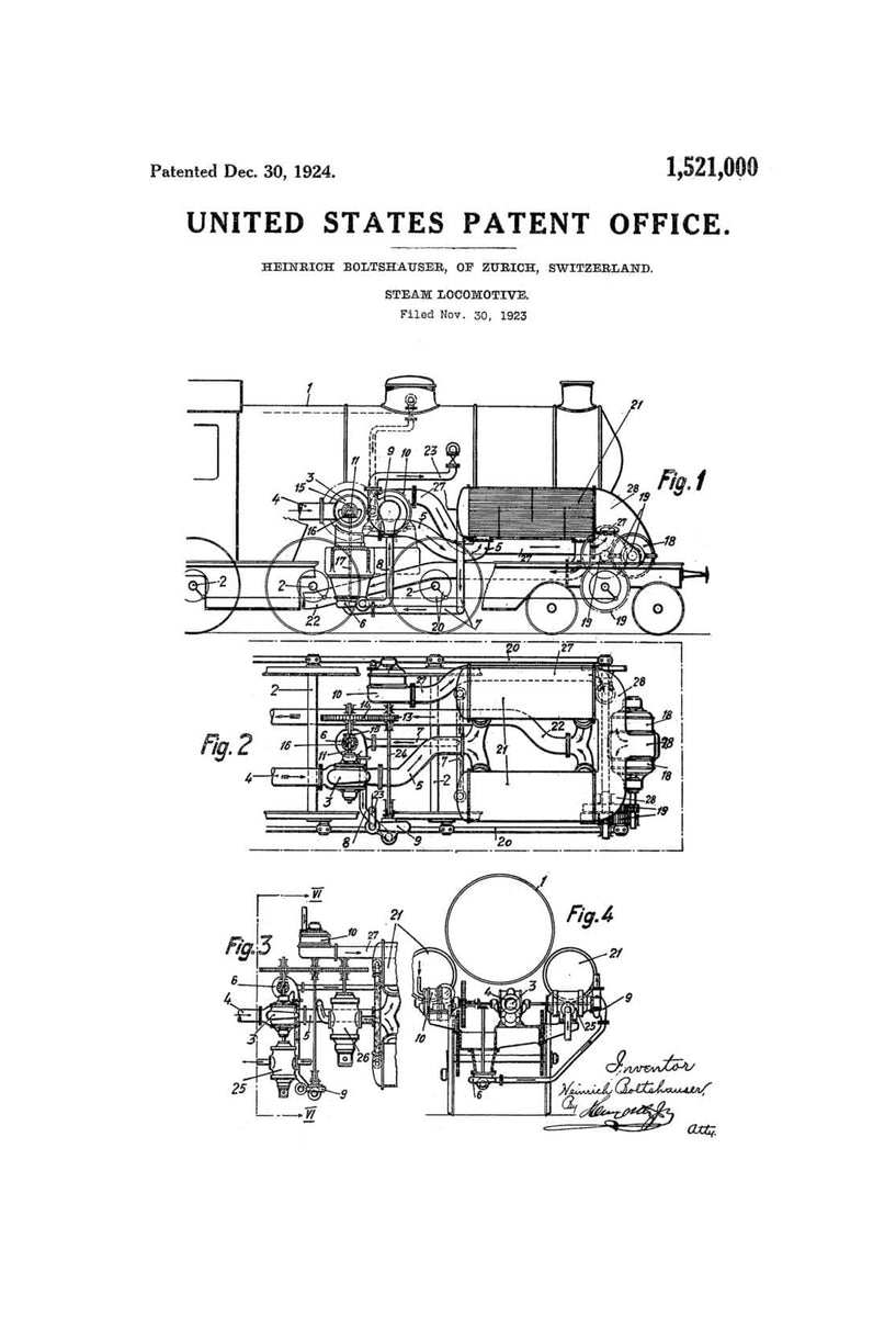 Steam Locomotive Patent - Vintage Locomotive , Locomotive Blueprint, L ...