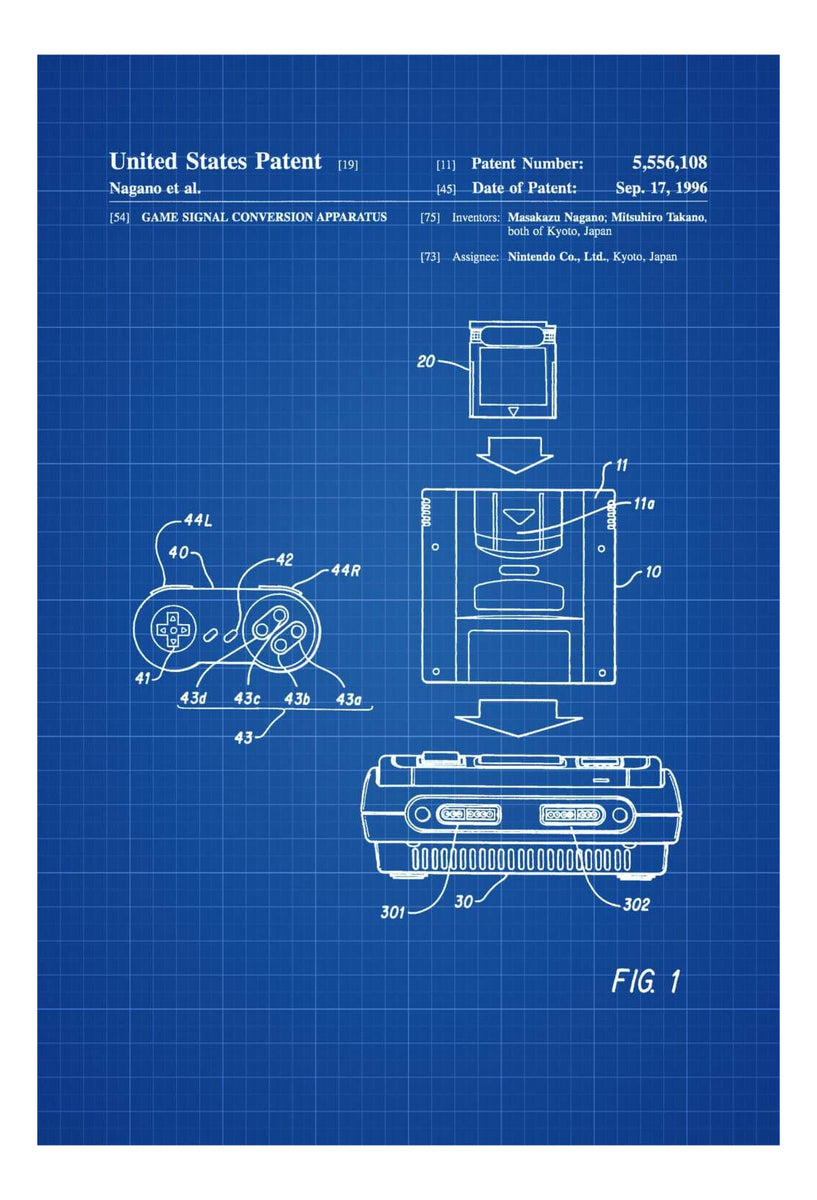 Super Nintendo Patent - Nintendo Art, Nintendo Poster, Super NES, SNES ...
