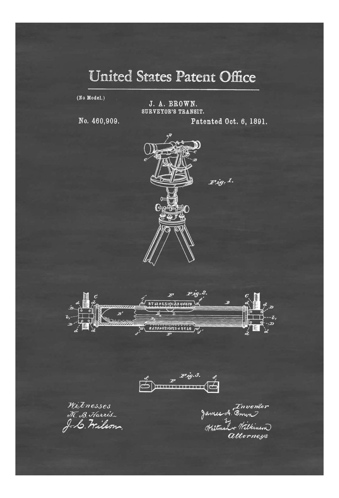 Surveyor's Transit Patent 1891 - Patent Print, Office Decor, Livin ...