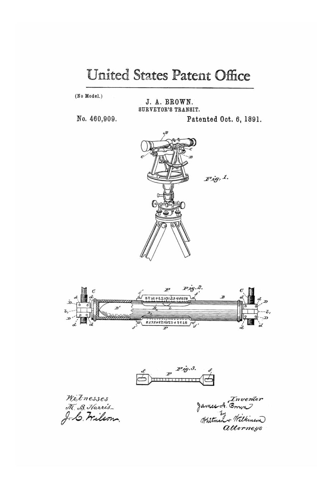 Surveyor's Transit Patent 1891 - Patent Print, Office Decor, Livin ...