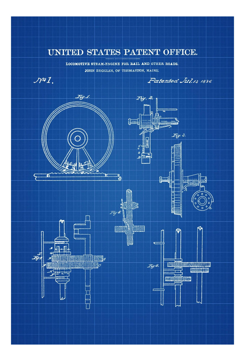 The First U.S. Patent 1836 - Locomotive Steam Engine Patent, Trains Pa ...
