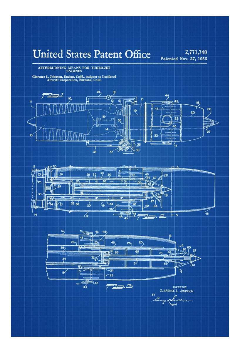 Turbo-Jet Engine Afterburner Patent - Airplane Blueprint, Airplane Art ...