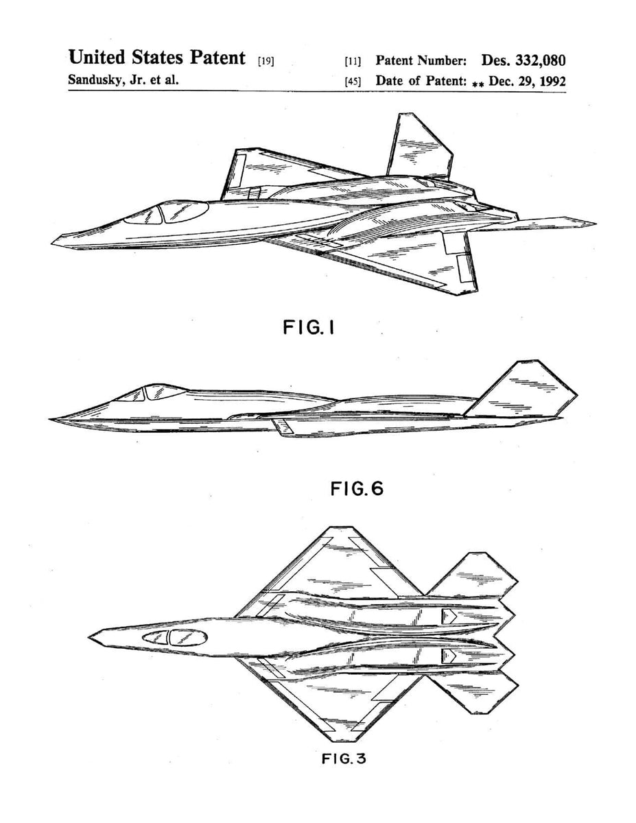 YF-23 Airplane Patent - Airplane Blueprint, Aviation Art, Airplane Art ...